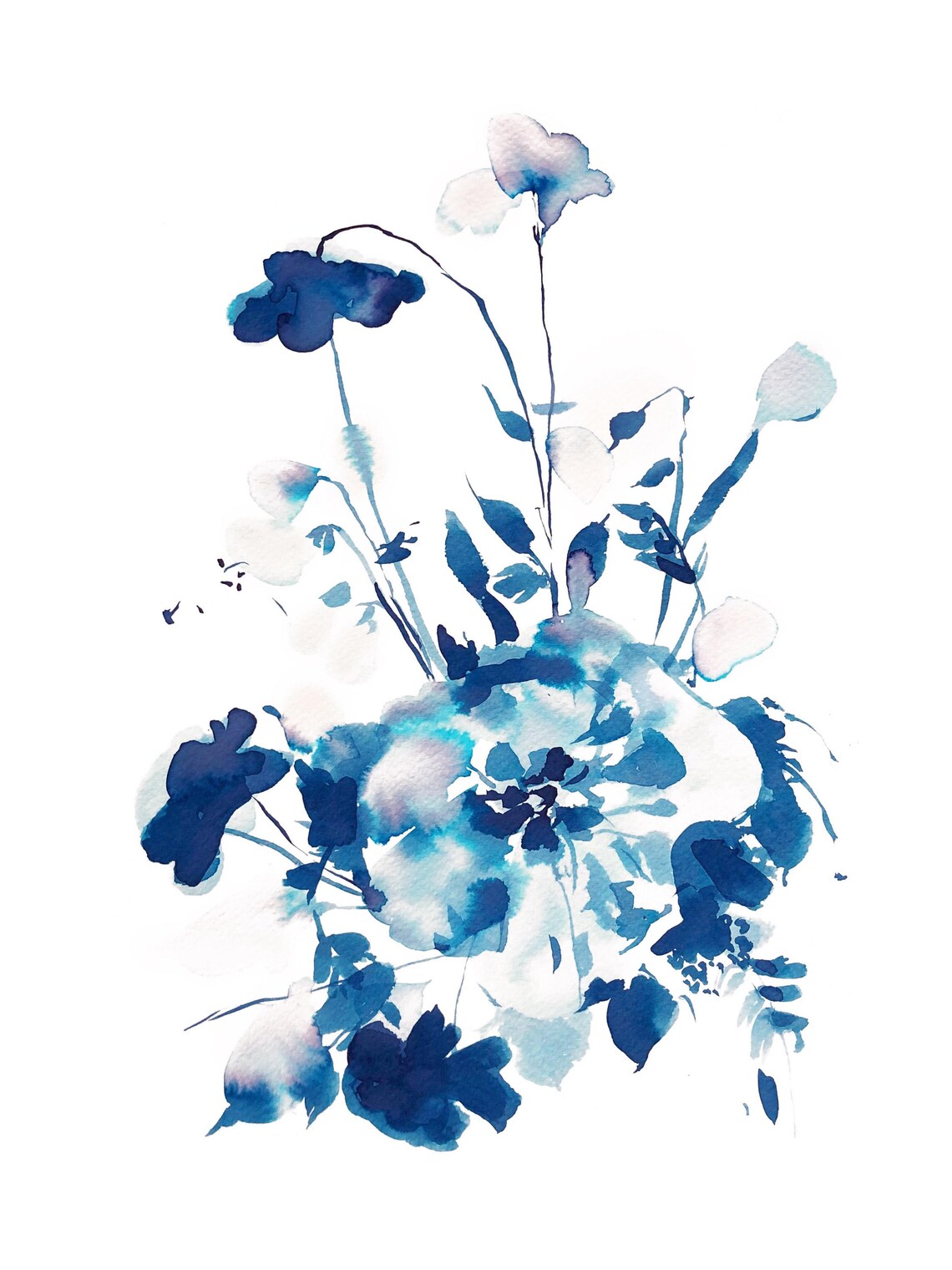 Original Indigo Painting Indigo Dye Indigo Floral - Etsy