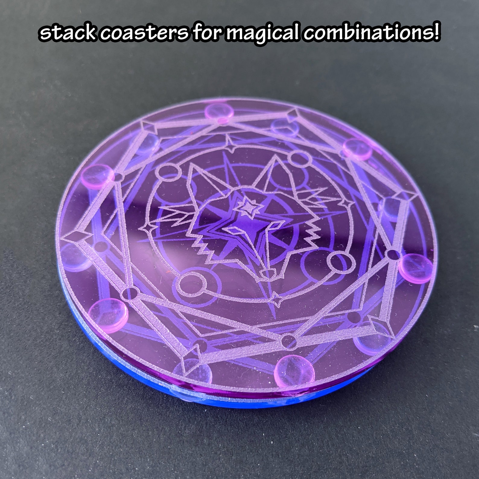 Magic Circle Coaster: Astral Magic Geometric Stars Wolf - Etsy UK