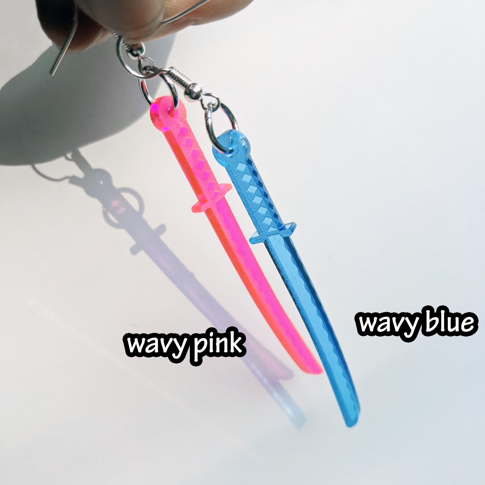 Cyberpunk Katana Earrings || Pink and Blue Japanese Swords || Laser-cut ...