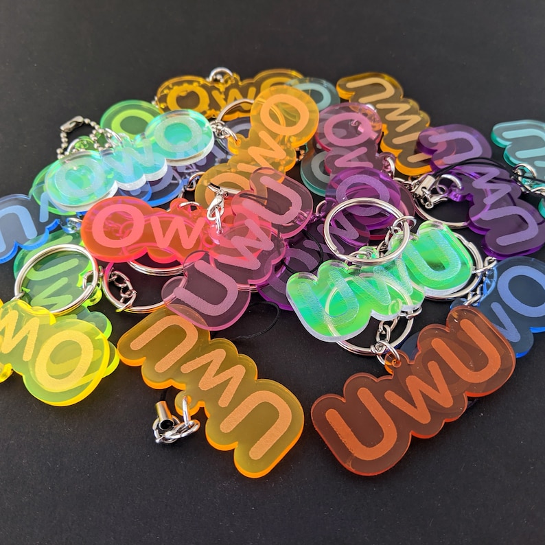 OwO UwU Keychain charm or necklace custom color choice | Etsy
