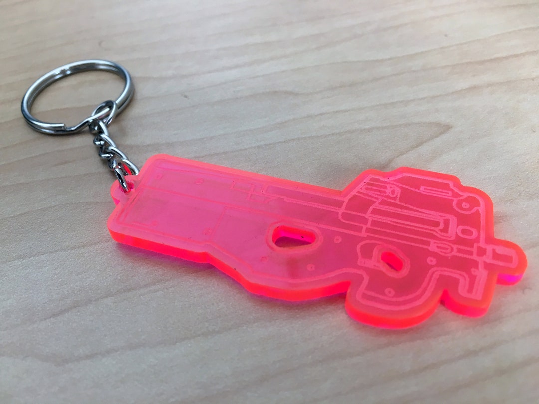 Pink P90 Keychain, Charm, or Necklace || FN P90 P-chan || Laser-cut ...