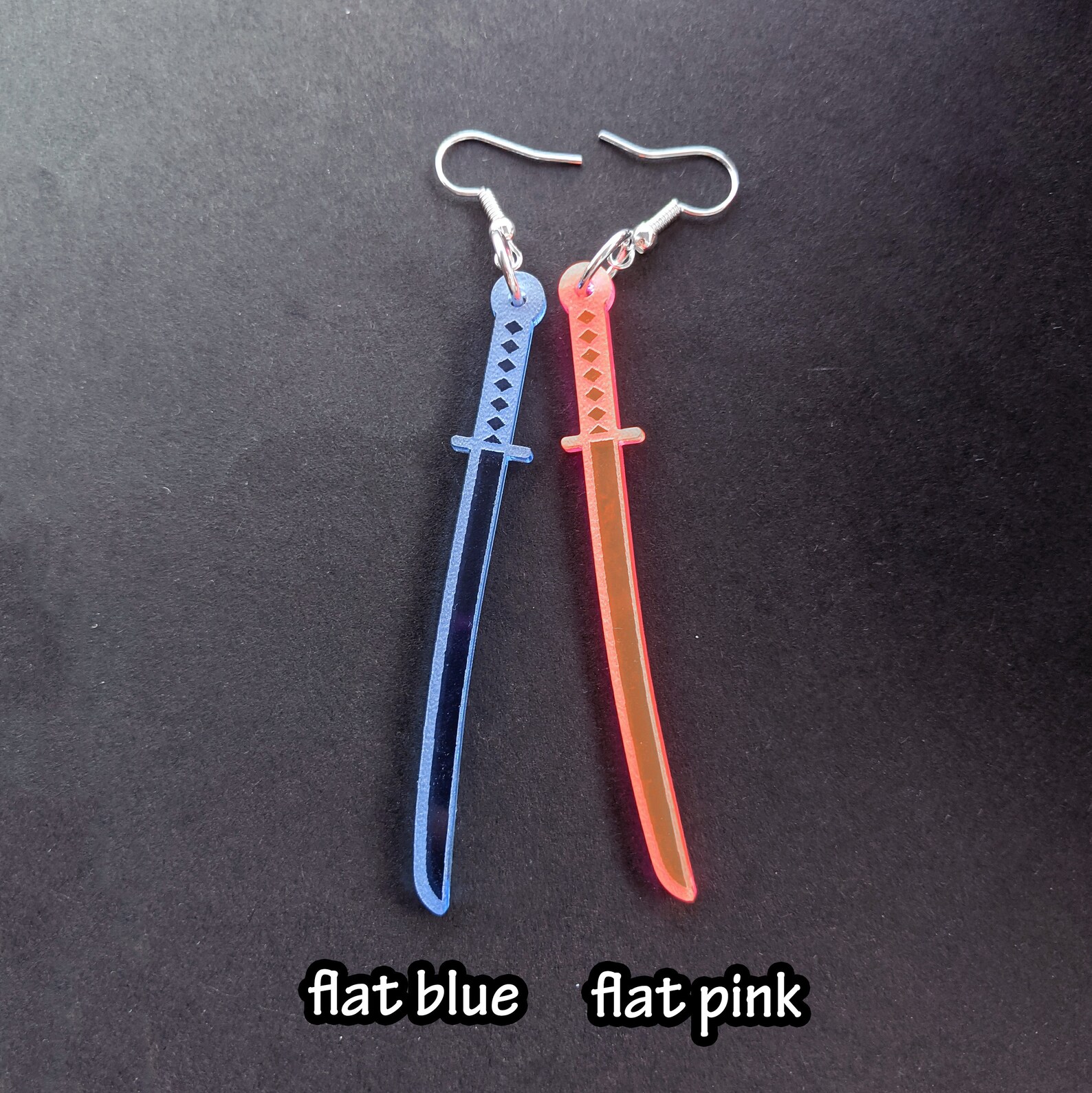 Cyberpunk Katana Earrings || Pink and Blue Japanese Swords || Laser-cut ...