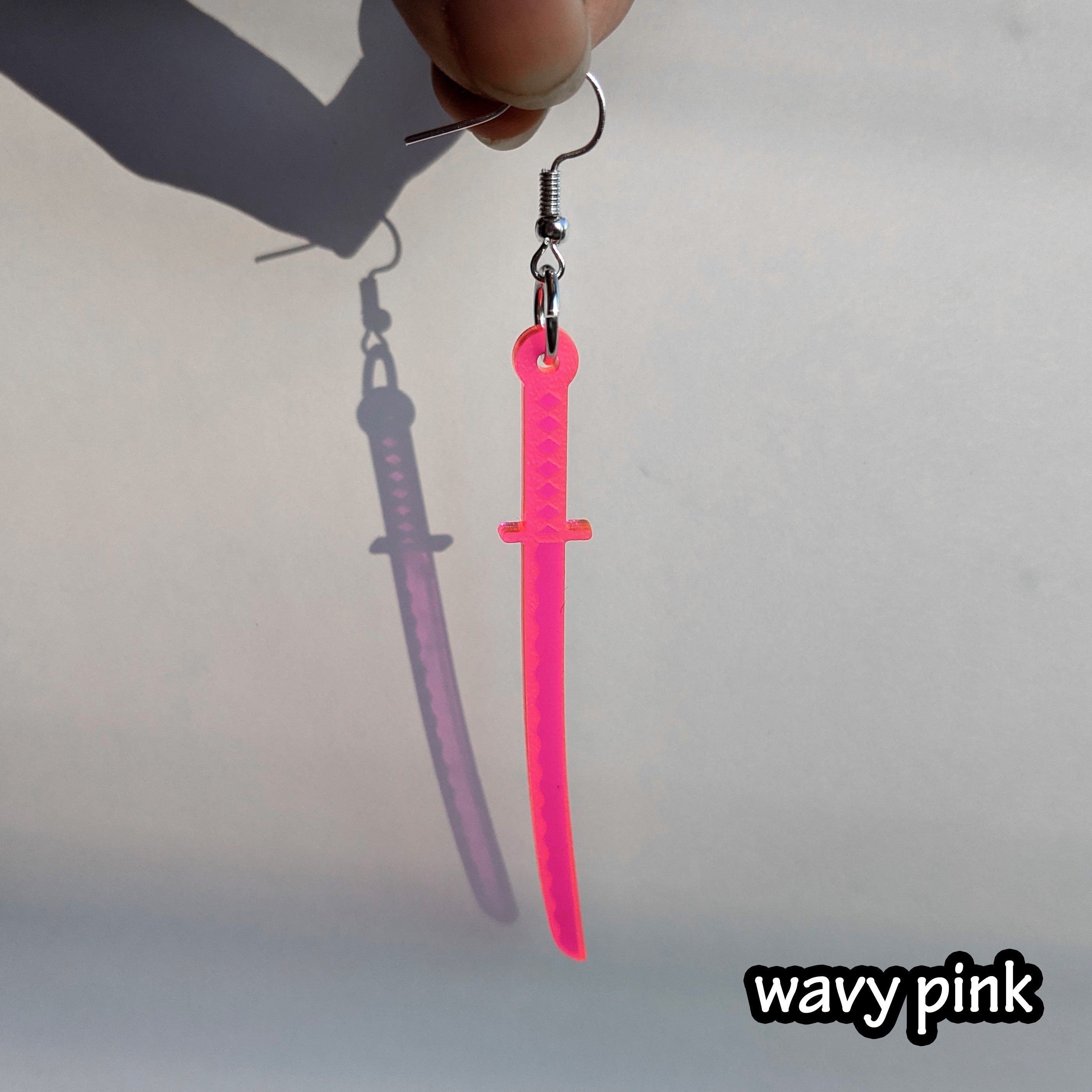 Cyberpunk Katana Earrings || Pink and Blue Japanese Swords || Laser-cut ...