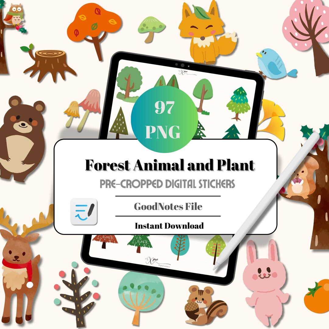 Cute Forest Animals Digital Stickers – Pre-cropped Goodnotes (digital ...