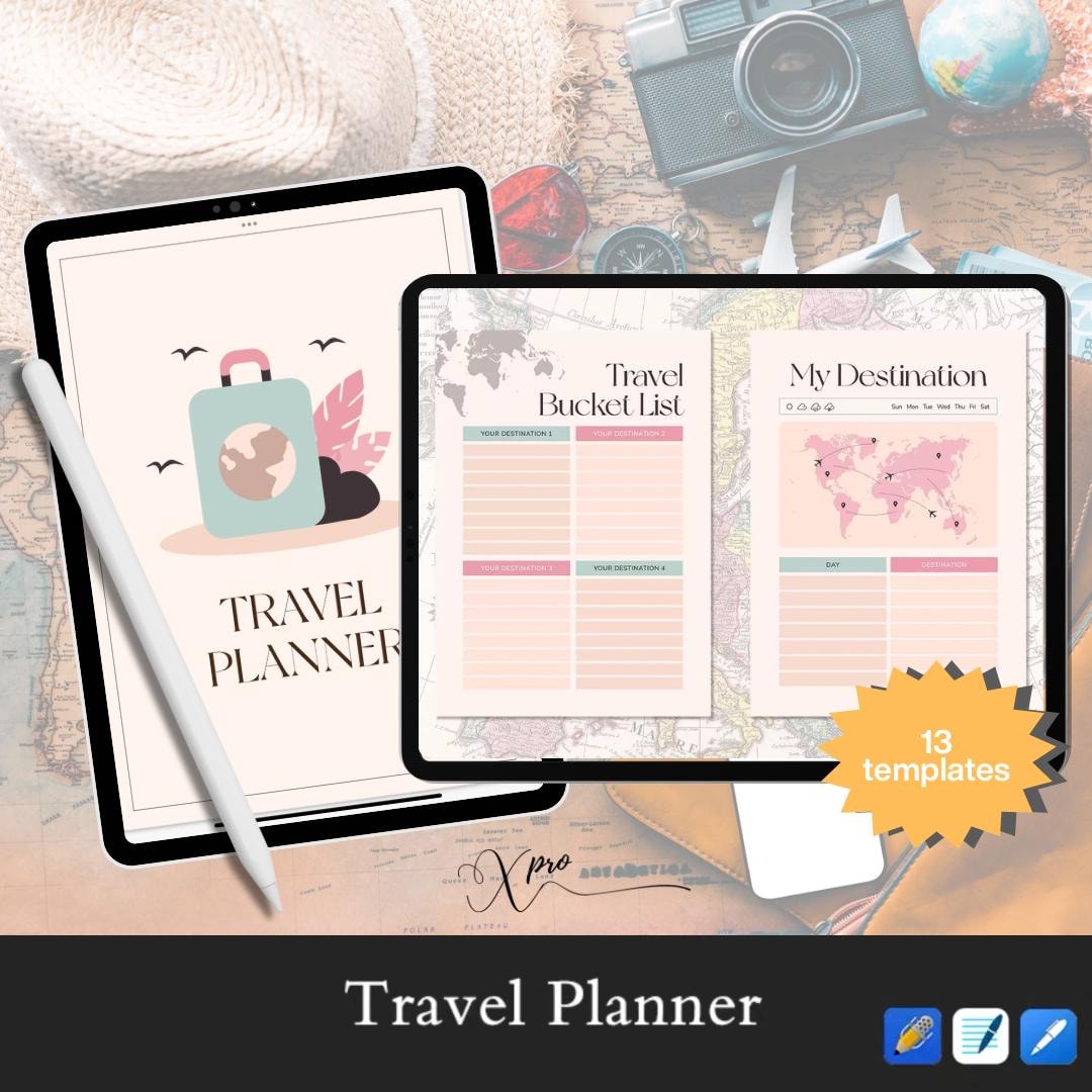 PDF Format With Hyperlinks Digital Planner Templates – Travel ...