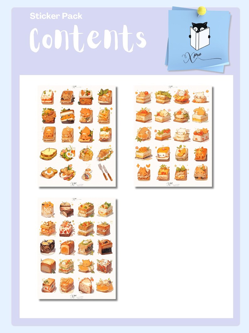 Creative Adorable and Charming Cute Sandwich Digital Stickers – Pre ...