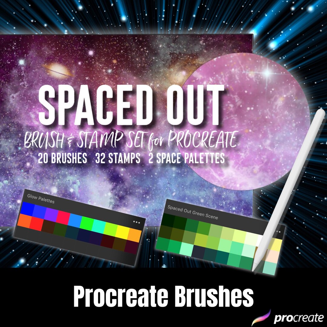 Spaced Out 20 Procreate Brushes & 32 Stamps Set – Create Stunning ...