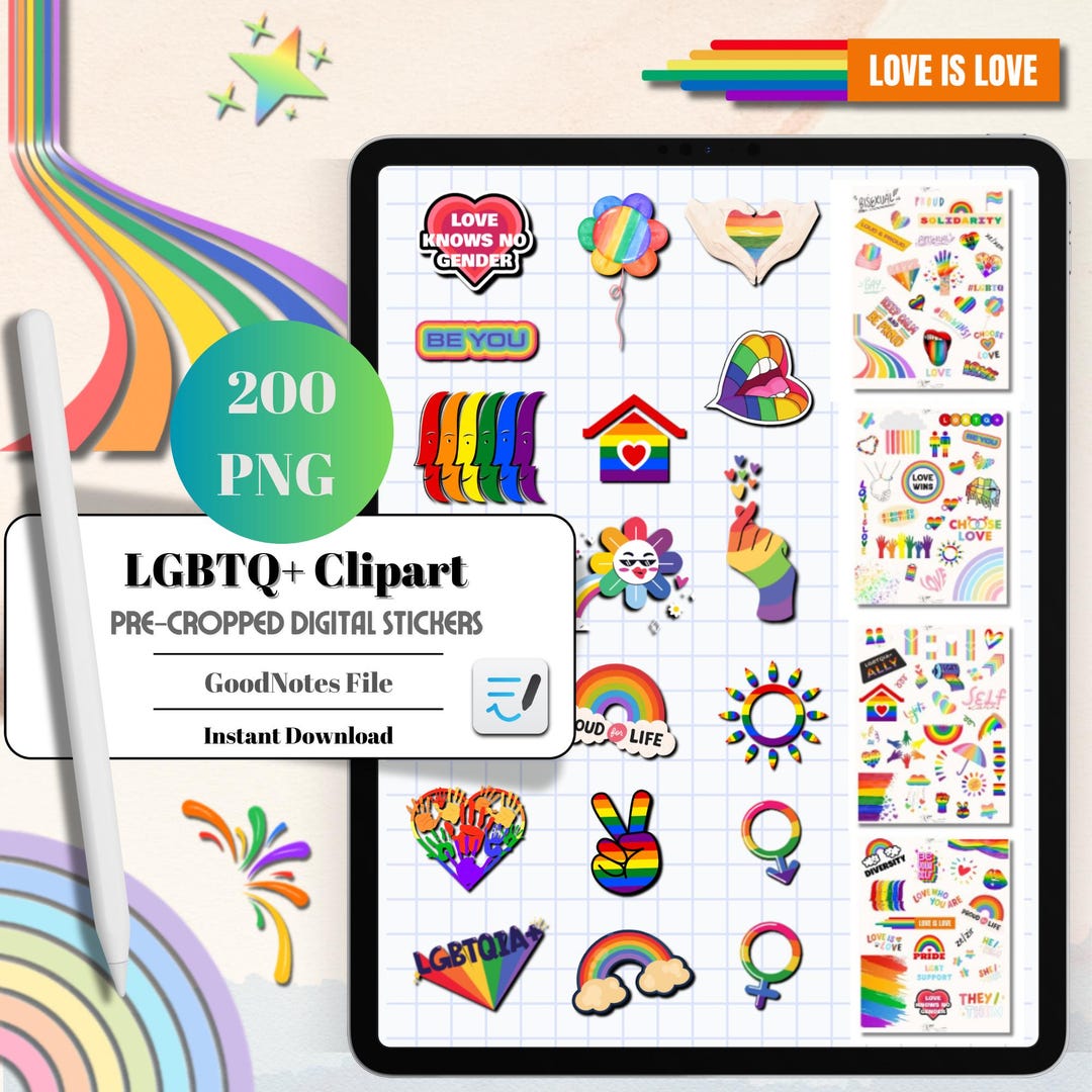 200 LGBTQ+ Pride Digital Stickers for Goodnotes (pre-cropped) - Etsy