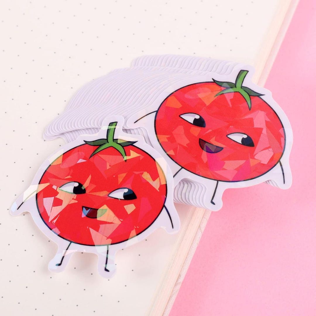 Dokibird - Tomato 2.5" Holographic Sticker - Etsy