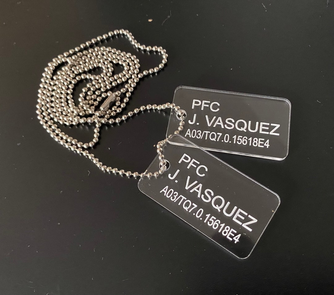 Aliens US Colonial Marine USCM Dog Tags - PFC J. Vasquez: Laser ...