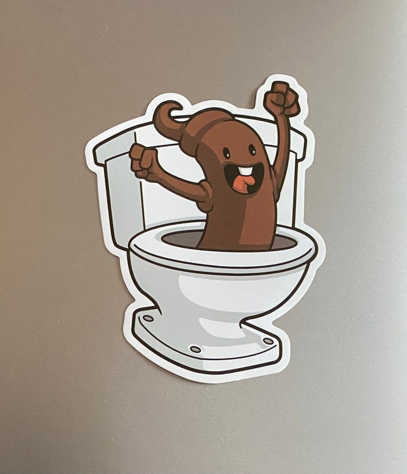 Poop in Toilet Funny Cartoon Poo Sticker. Waterproof and UV - Etsy