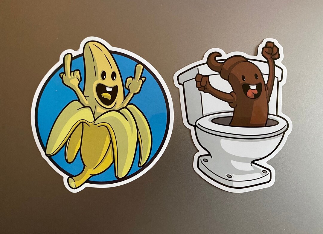Rude Banana Giving the Middle Finger and Poop in Toilet Funny - Etsy