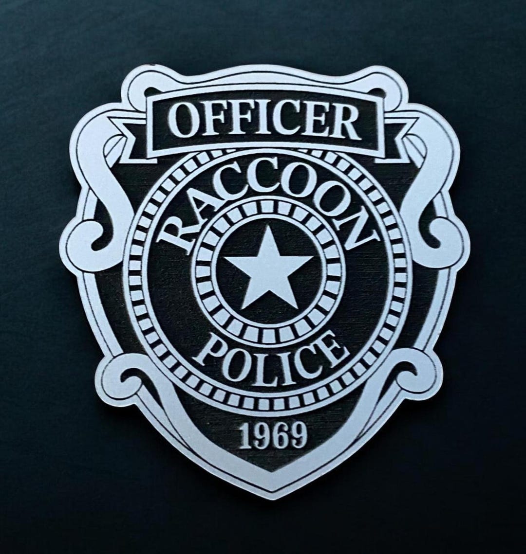 Raccoon City R.P.D. Badge Inspired Sign, Fridge Magnet or Decal Made From Aluminium on Black ...