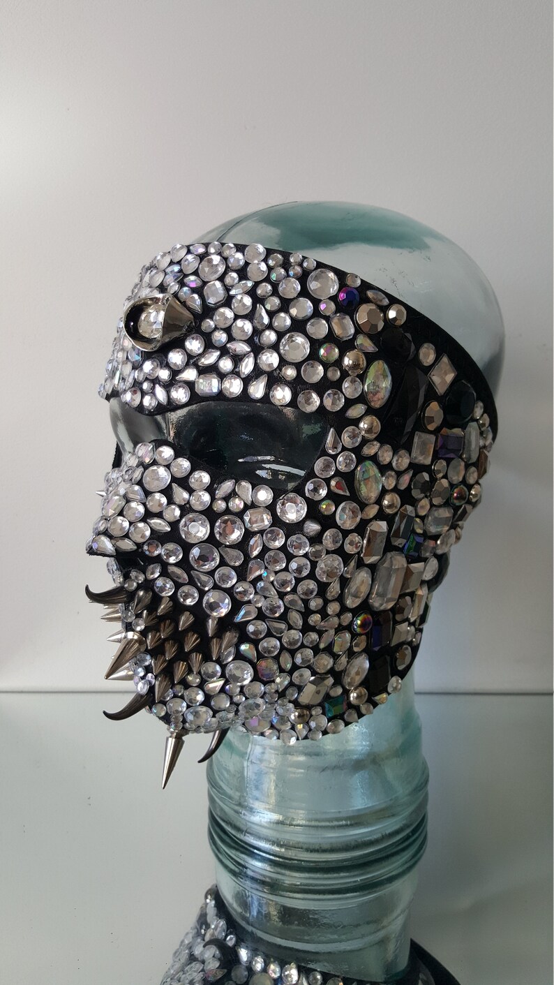Rhinestone Spike Mask, Rhinestone Dust Mask, BDSM Mask, Burning Man ...