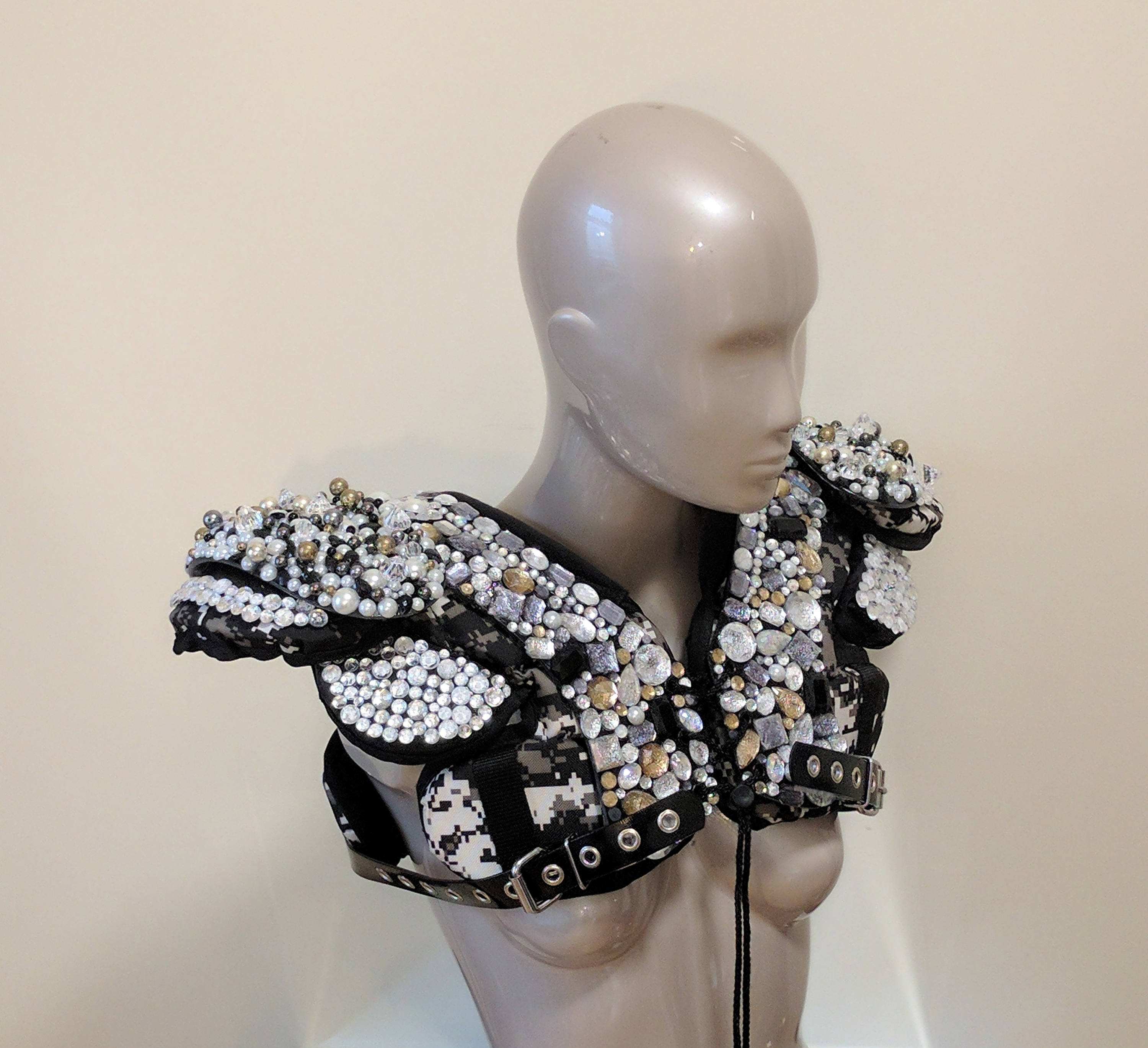 The Betty--bejeweled Beaded Pearl and Rhinestone Gladiator Shoulder Pad ...
