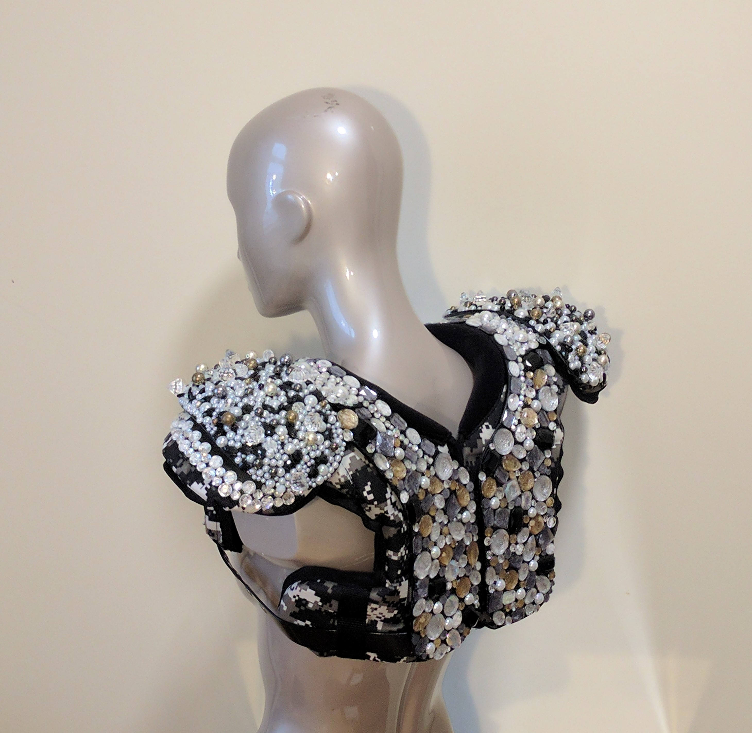 The Bettybejeweled Beaded Pearl and Rhinestone Gladiator Shoulder Pad ...