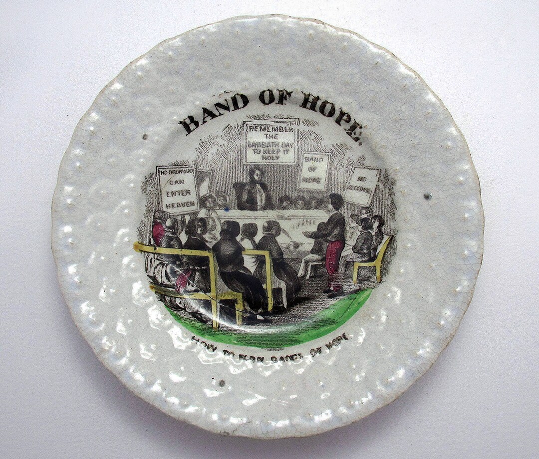 BAND OF HOPE c1850 Temperance Sabbath Ceramic Childs Plate - Etsy UK