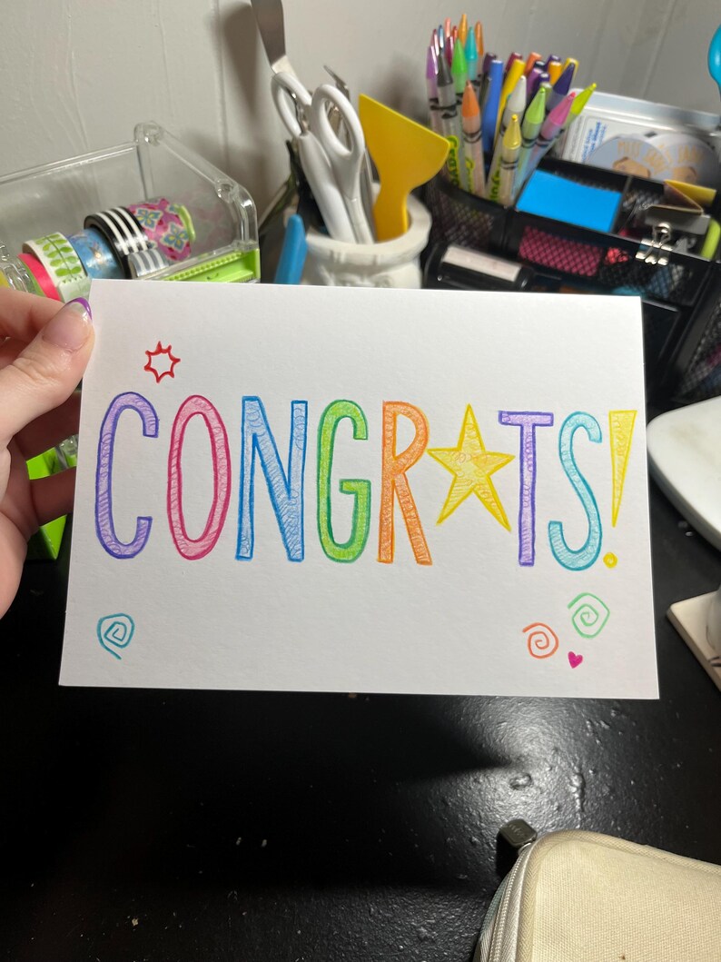 Custom Hand Drawn Congrats Card - Etsy
