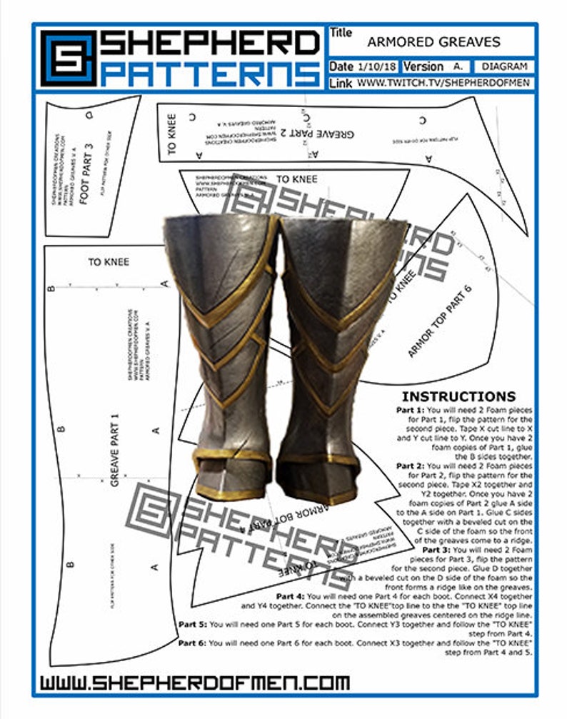 Warcraft Varian Inspired Greave, Cosplay Pattern Desk Top Printable - Etsy