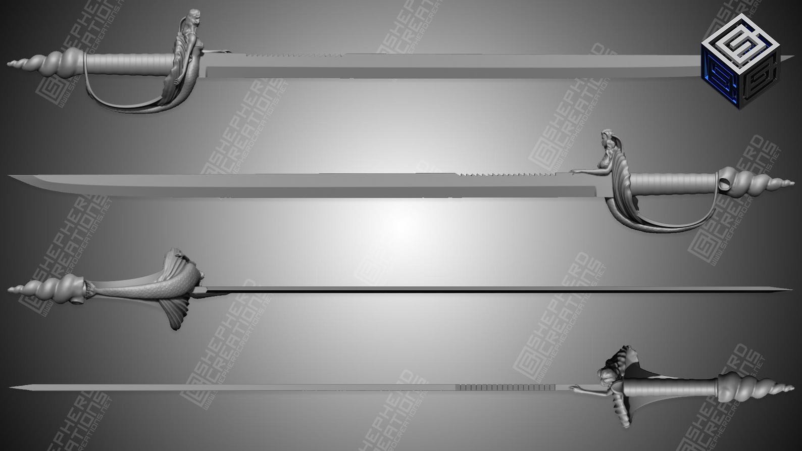 Stl Pirate Cutlass Mermaid Sword 3d File - Etsy