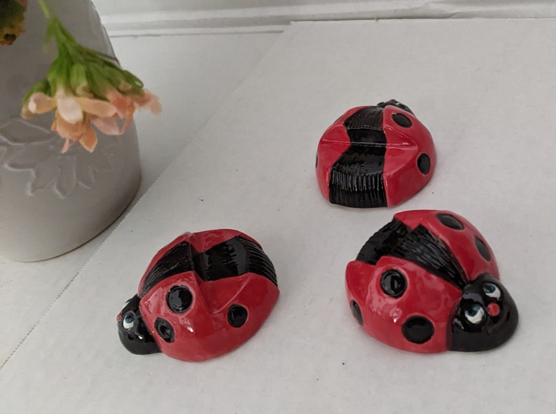 Ladybug Pot Feet - Hand Painted Ceramic Four to the Set. - Etsy