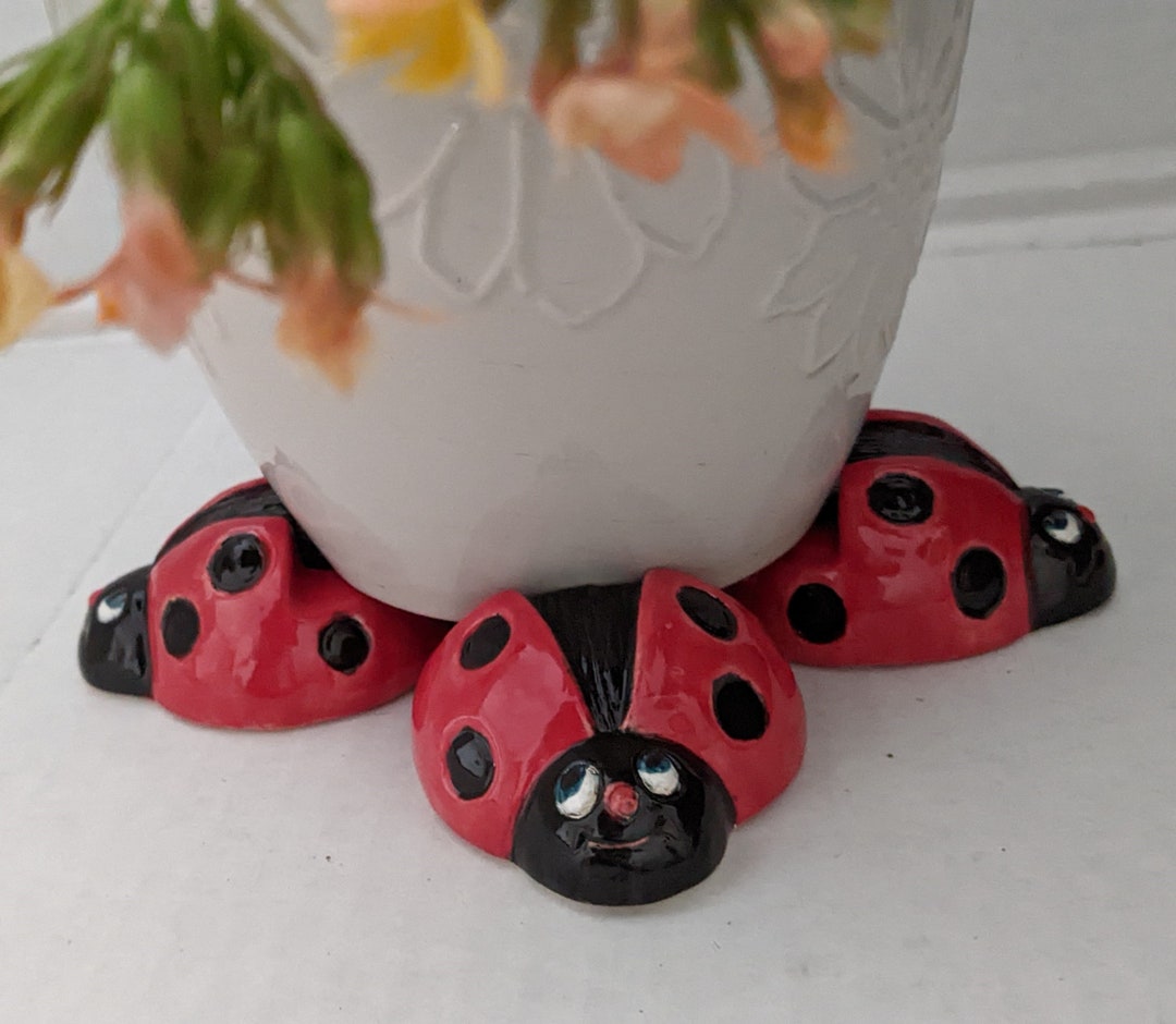 Ladybug Pot Feet - Hand Painted Ceramic Four to the Set. - Etsy