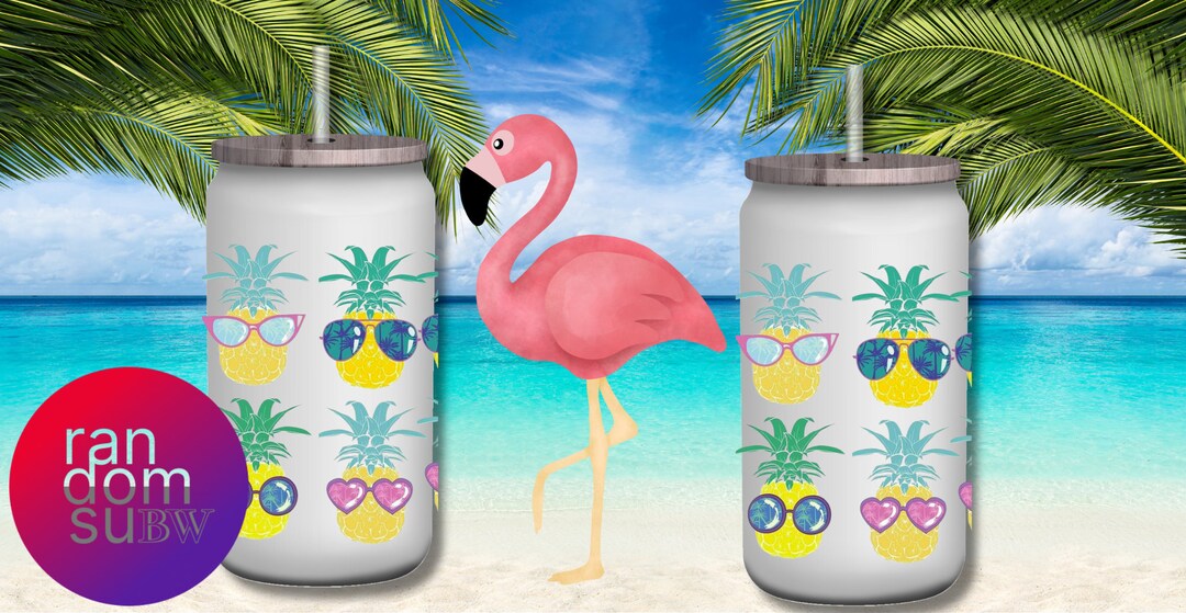 Beer Can Glass 16 Oz Pina Colada, Glass Tumbler Wrap, Design for Glass ...