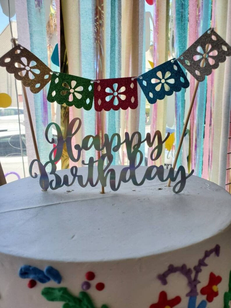 Mexican Papel Picado Cake Topper - Etsy