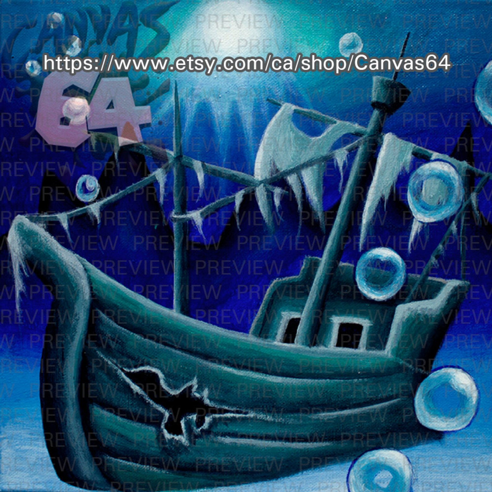 Jolly Roger Bay CANVAS PRINT super Mario 64 Painting From - Etsy