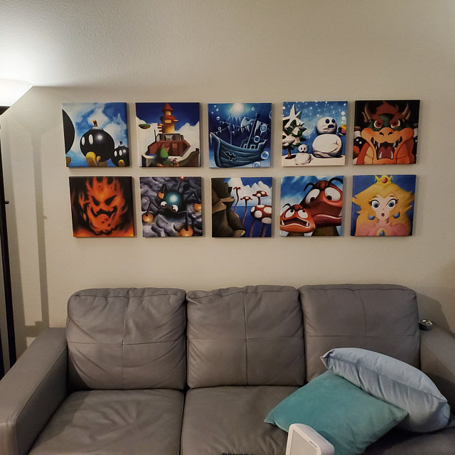Super Mario 64 Gallery Set ALL 10 Paintings From the Game | Etsy