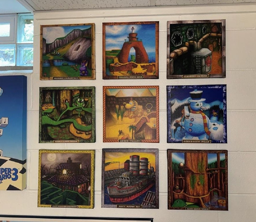 Banjo-kazooie GALLERY SET ALL 9 Puzzle Portraits From the Game canvas ...