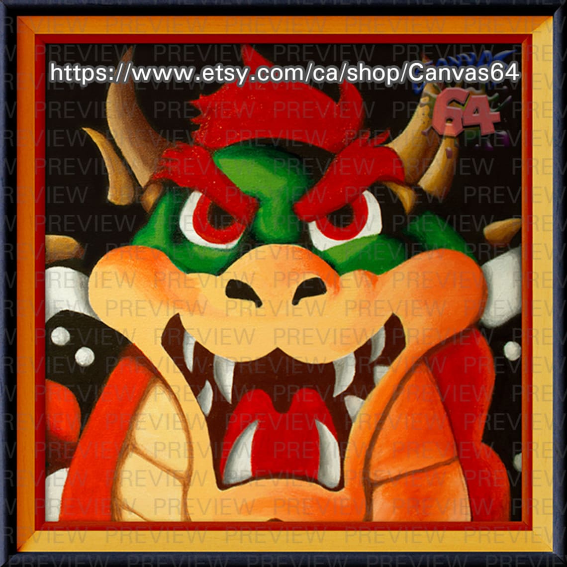 Bowser Portrait CANVAS PRINT super Mario 64 Painting From | Etsy