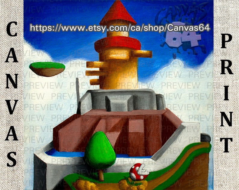Whomp's Fortress CANVAS PRINT super Mario 64 Painting - Etsy