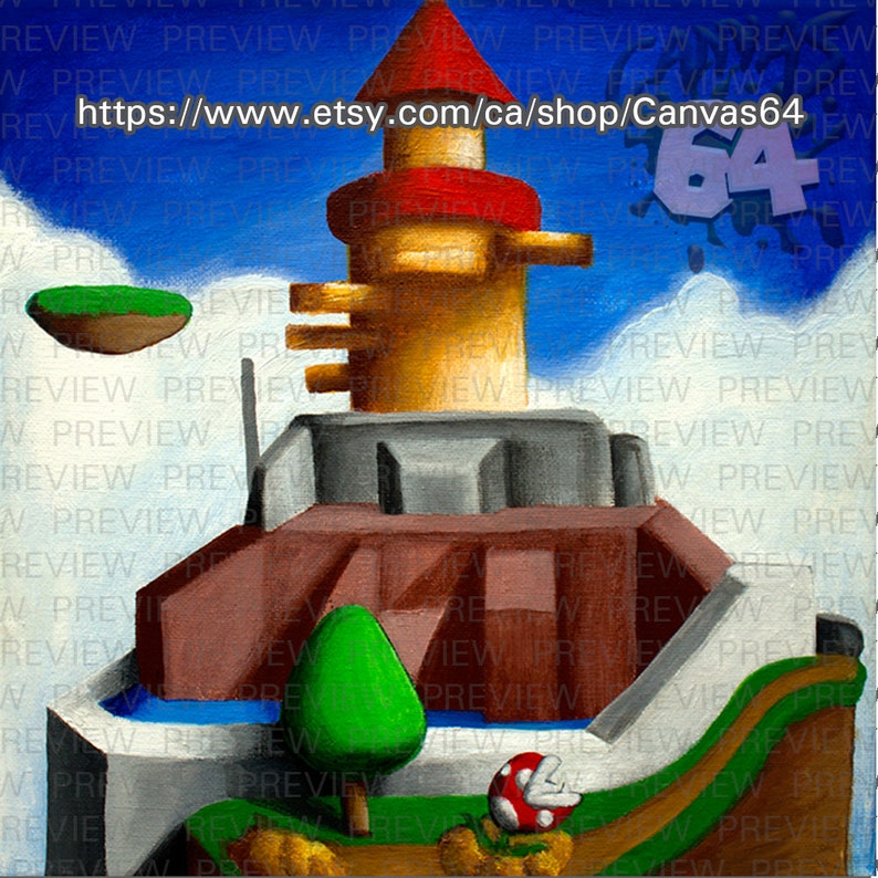 Whomp's Fortress CANVAS PRINT (super Mario 64) Painting From Princess ...