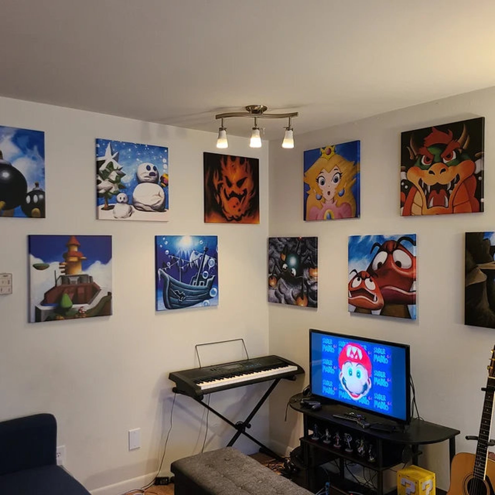 Super Mario 64 Gallery Set ALL 10 Paintings From the Game canvas Prints ...