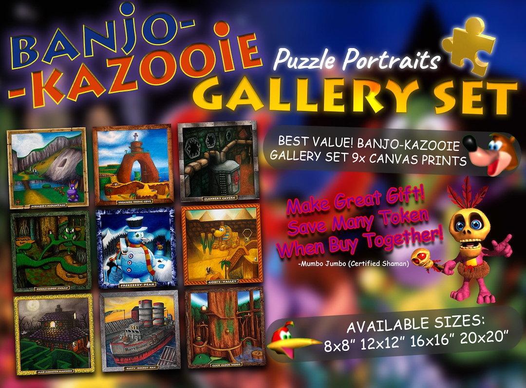 Banjo-kazooie GALLERY SET!!! ALL 9 Puzzle Portraits From the Game ...