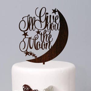 Wedding Cake Topper Wedding Topper Moon Cake Topper Wooden Cake Topper ...