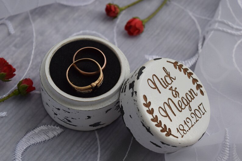 White Wedding Ring Box Double Wedding Ring Box Personalized | Etsy