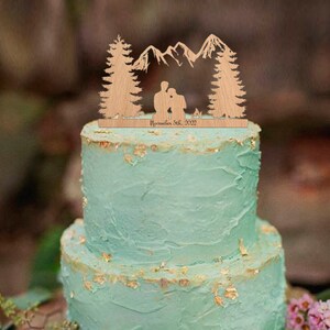 Mountain Wedding Cake Topper, Hiking Cake Topper, Wedding Cake Topper ...