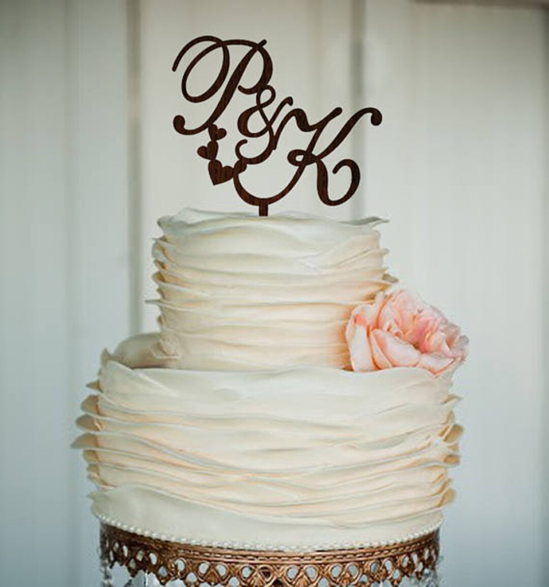 Wedding Cake Topper Initial Cake Topper Monogram Cake Topper Initial ...