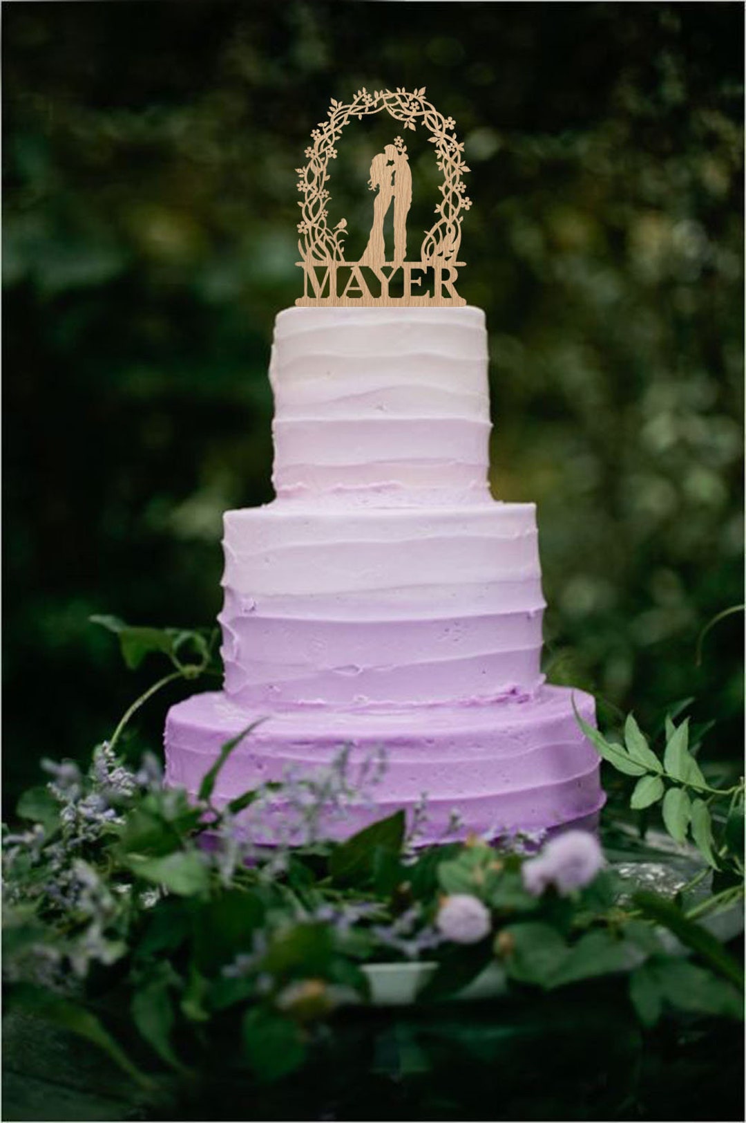 Wedding Cake Toppers Bride and Groom With Arch, Wreath Cake Topper ...