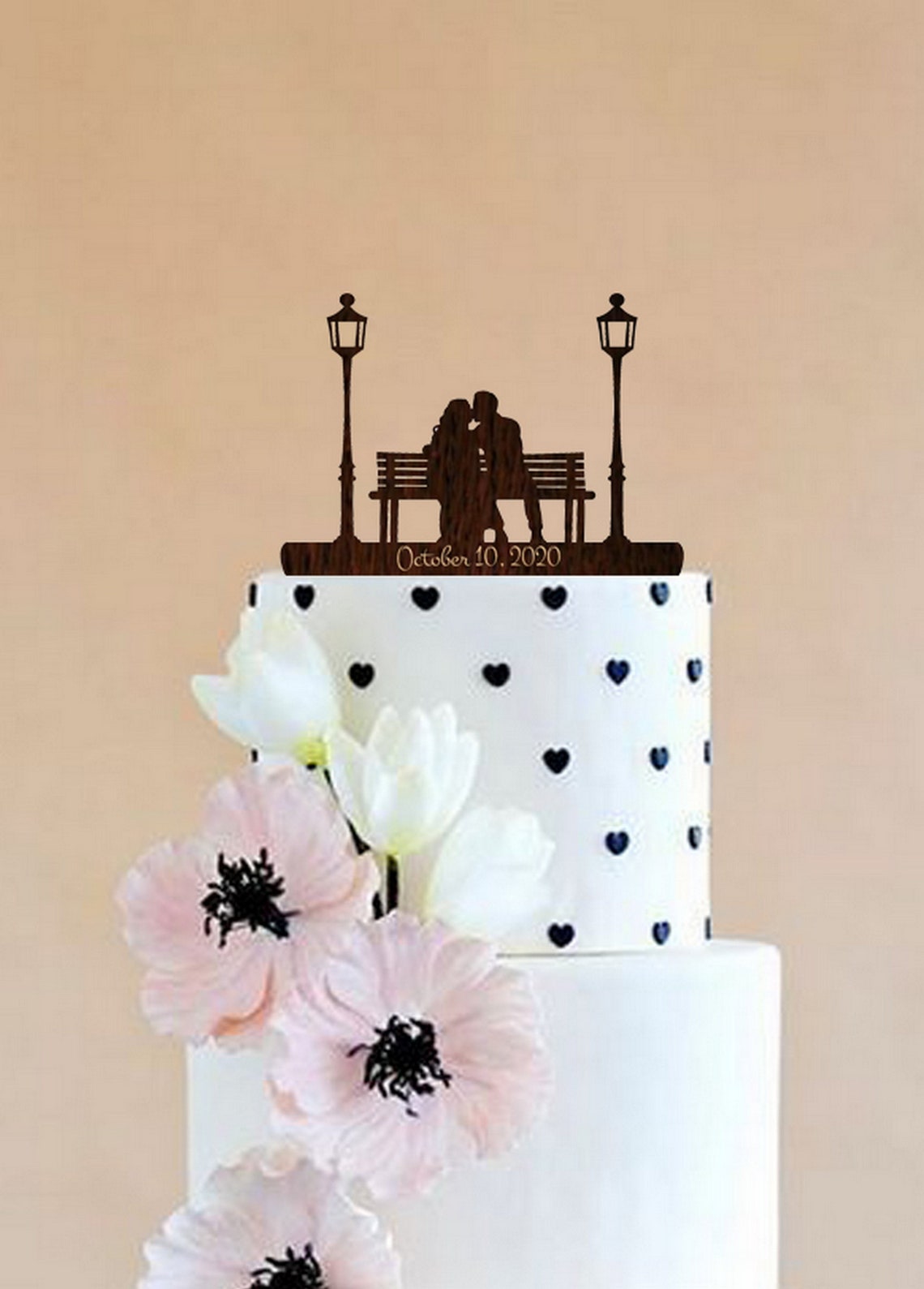 Rustic Wedding Cake Toppers Bride & Groom on Bench Mr and Mrs | Etsy