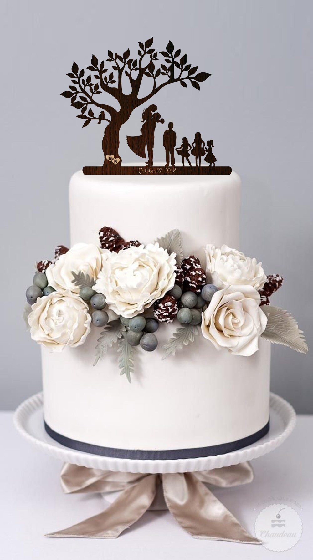 Family Wedding Cake Topper With Kids Cake Decoration Mr and | Etsy