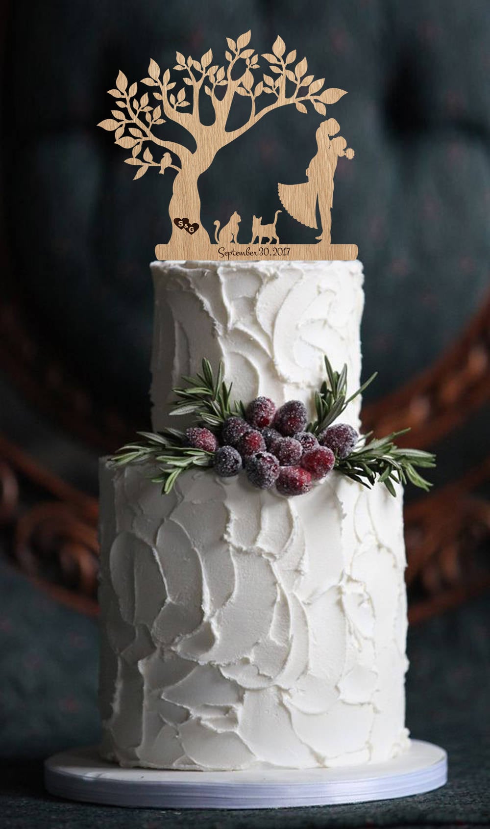 Wedding Cake Topper Mr & Mrs Cat Rustic Cake Topper Wedding - Etsy