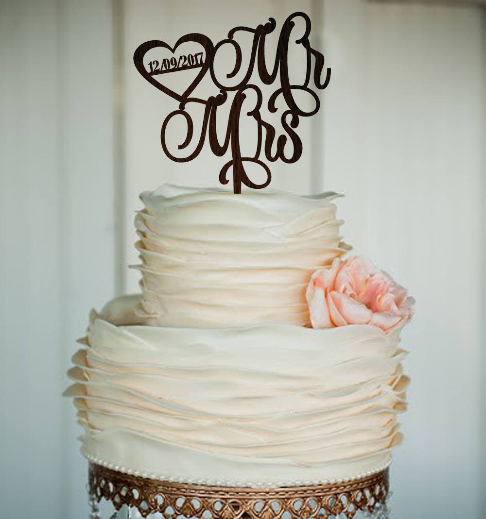 Cake Topper for Wedding Custom Mr & Mrs Cake Topper Rustic Wedding Cake ...