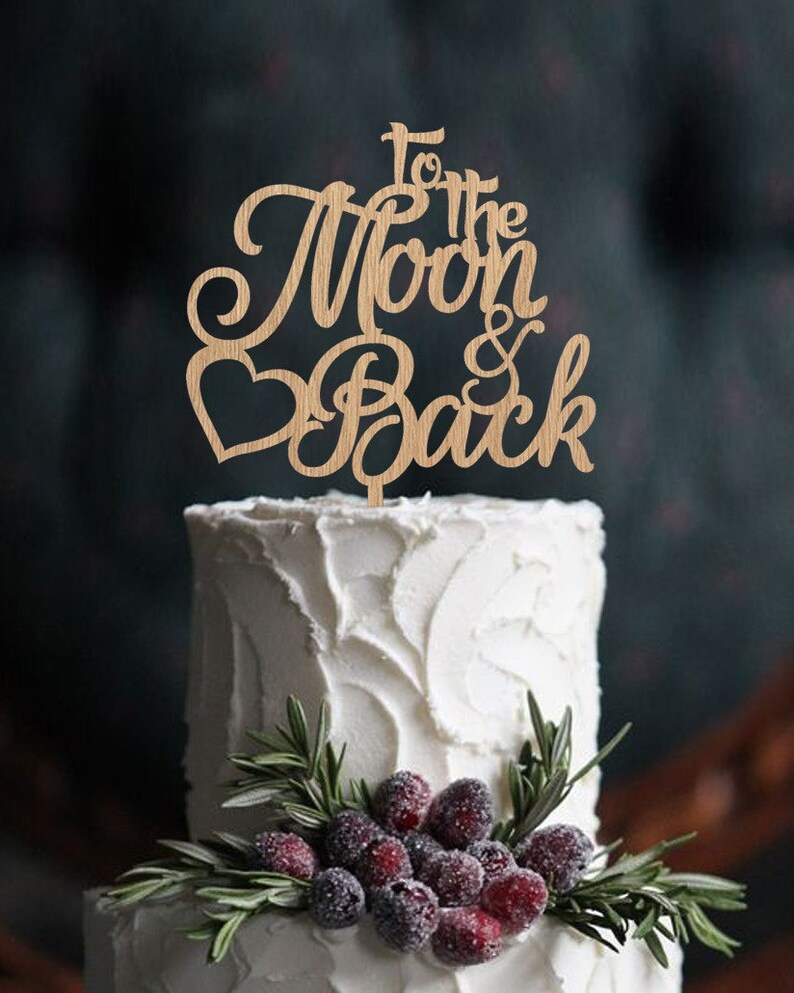 Wedding Cake Topper Wooden Cake Topper Moon Cake Topper Wood | Etsy