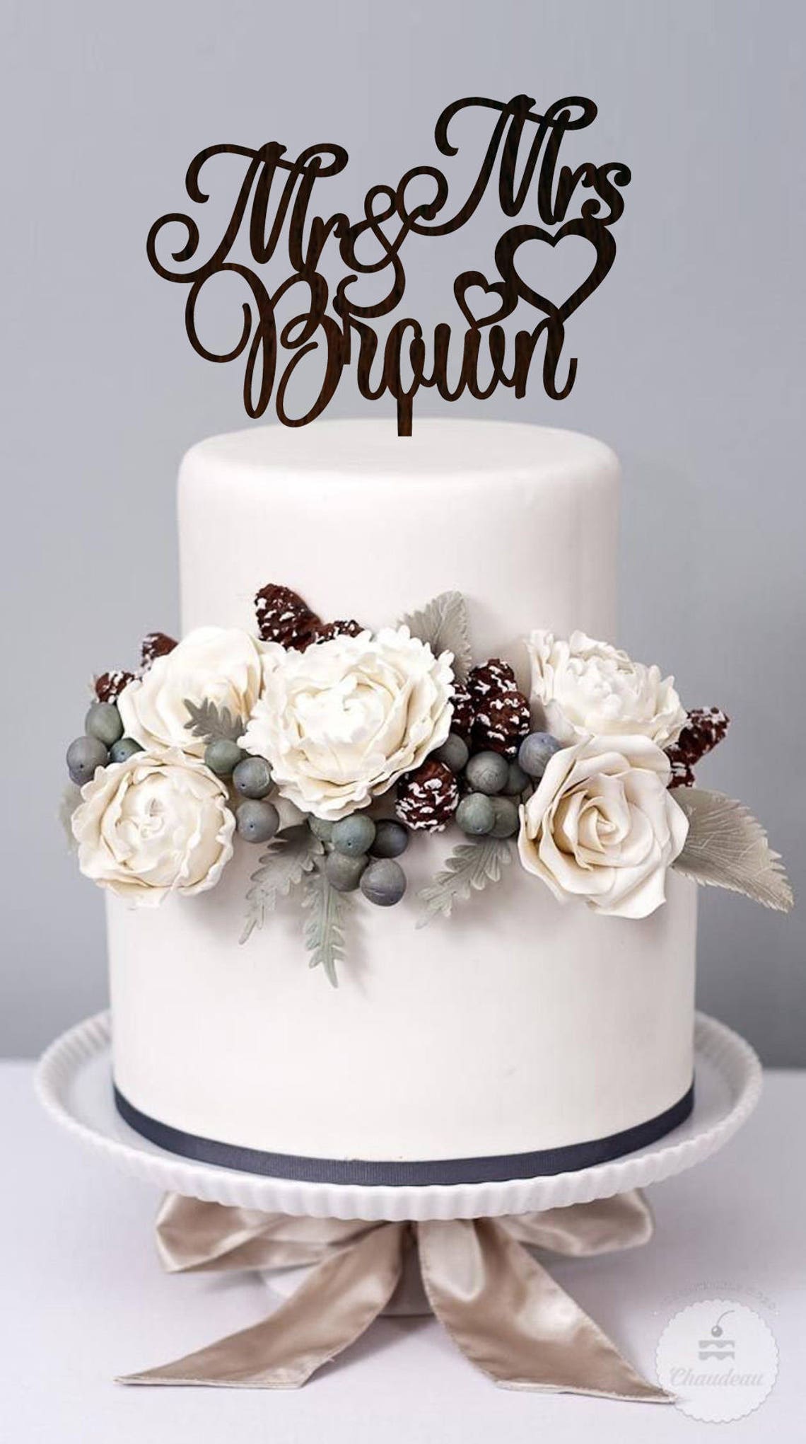 Mr and mrs name wedding cake topper wooden cake topper natural | Etsy