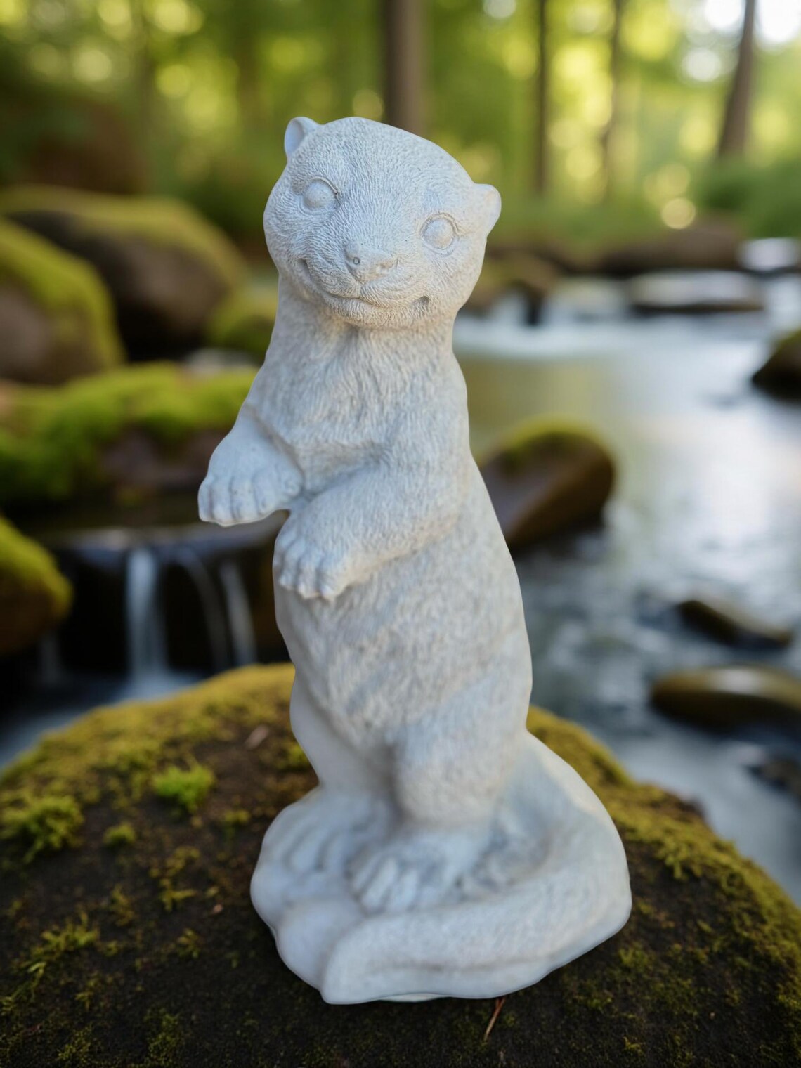 Concrete Otter Statue – Whimsical Garden Animal Decor / Outdoor ...