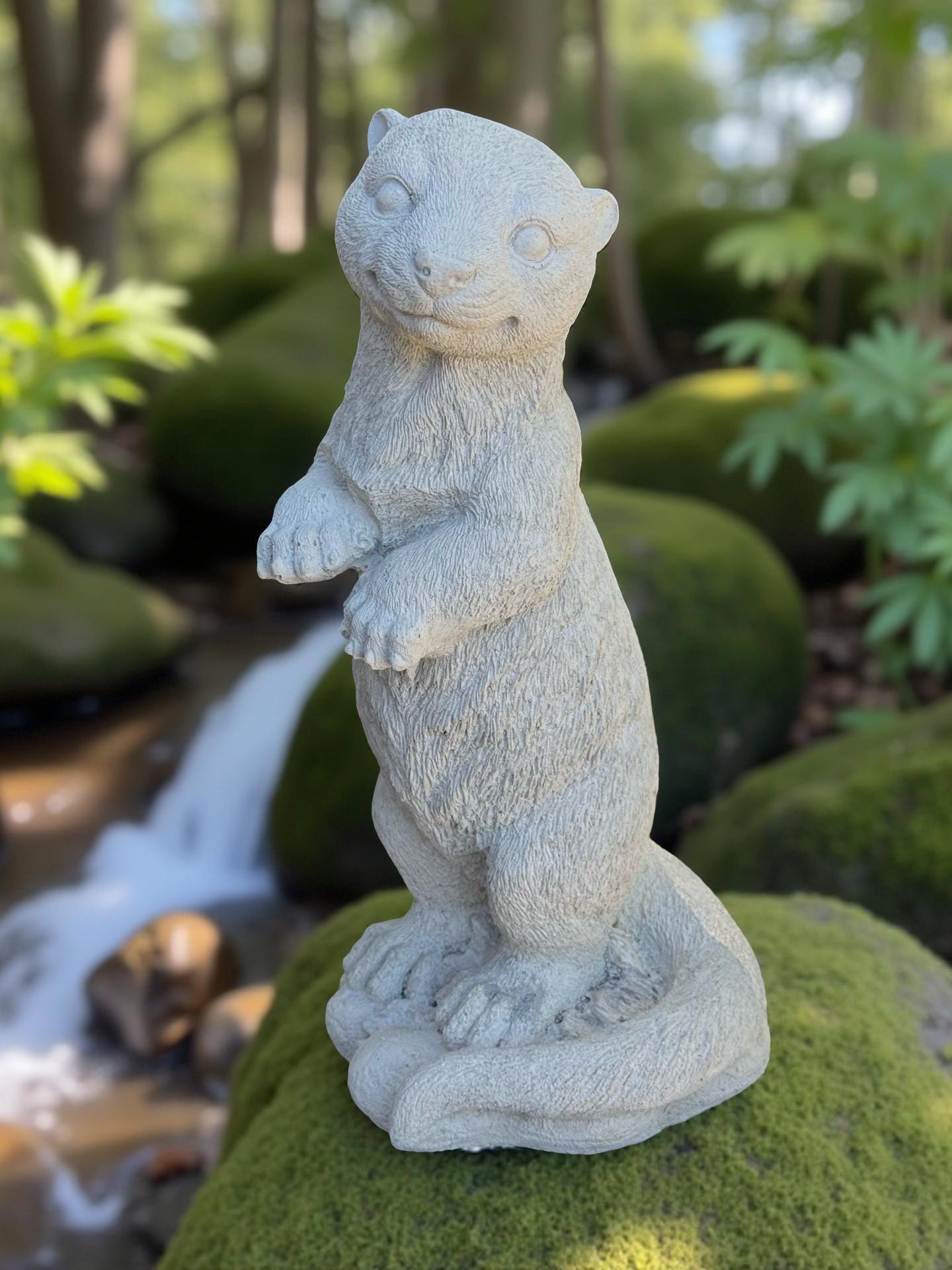 Concrete Otter Statue – Whimsical Garden Animal Decor / Outdoor ...