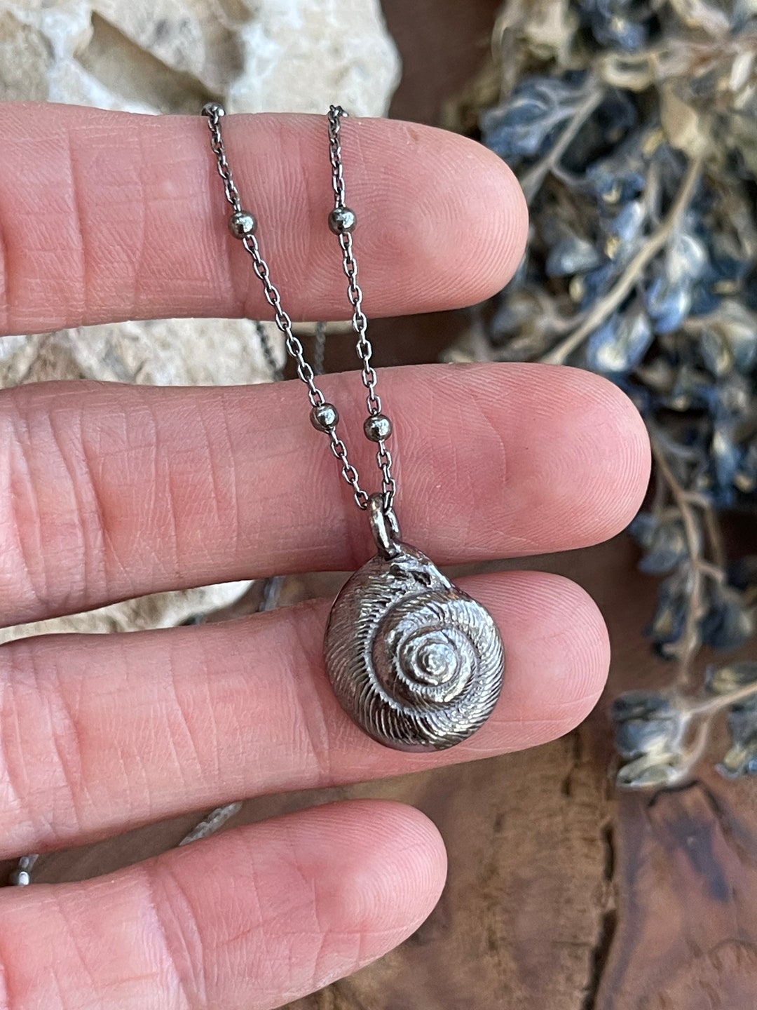 Tiny Snail Shell Pendant sterling Silver - Etsy